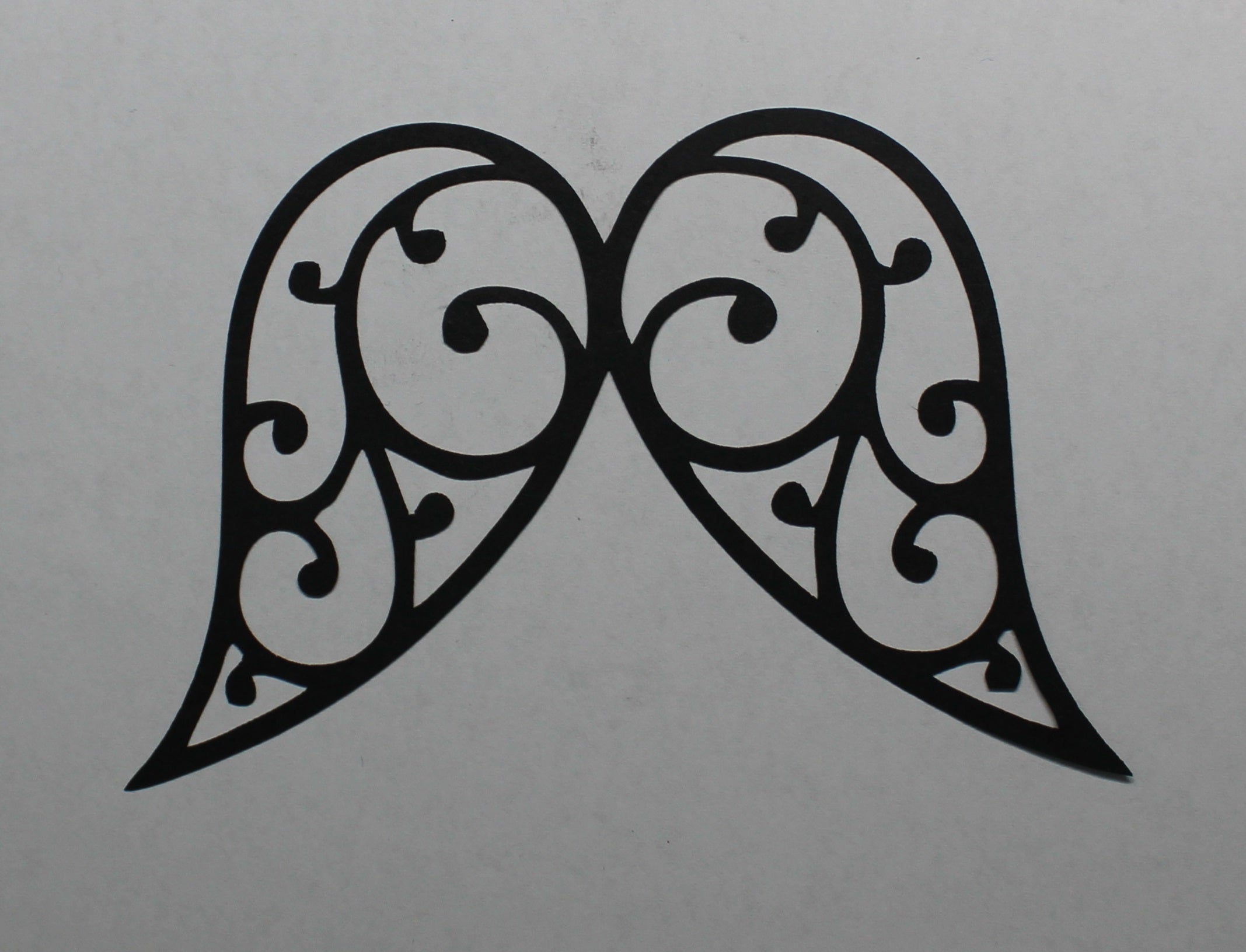 Black Cardstock Angel wings Curly Swirls