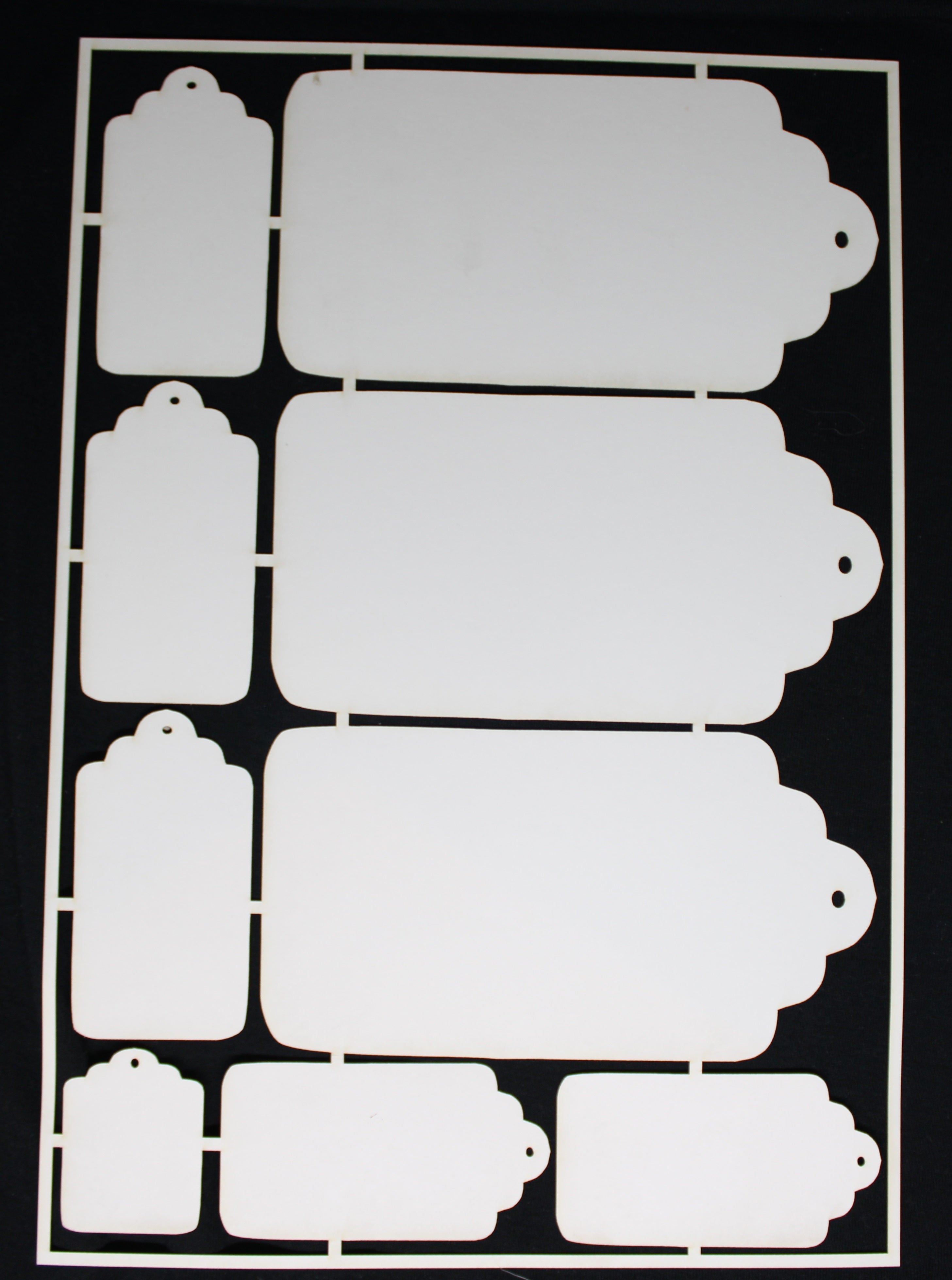 White Cardstock Tags Scallop Set of 9