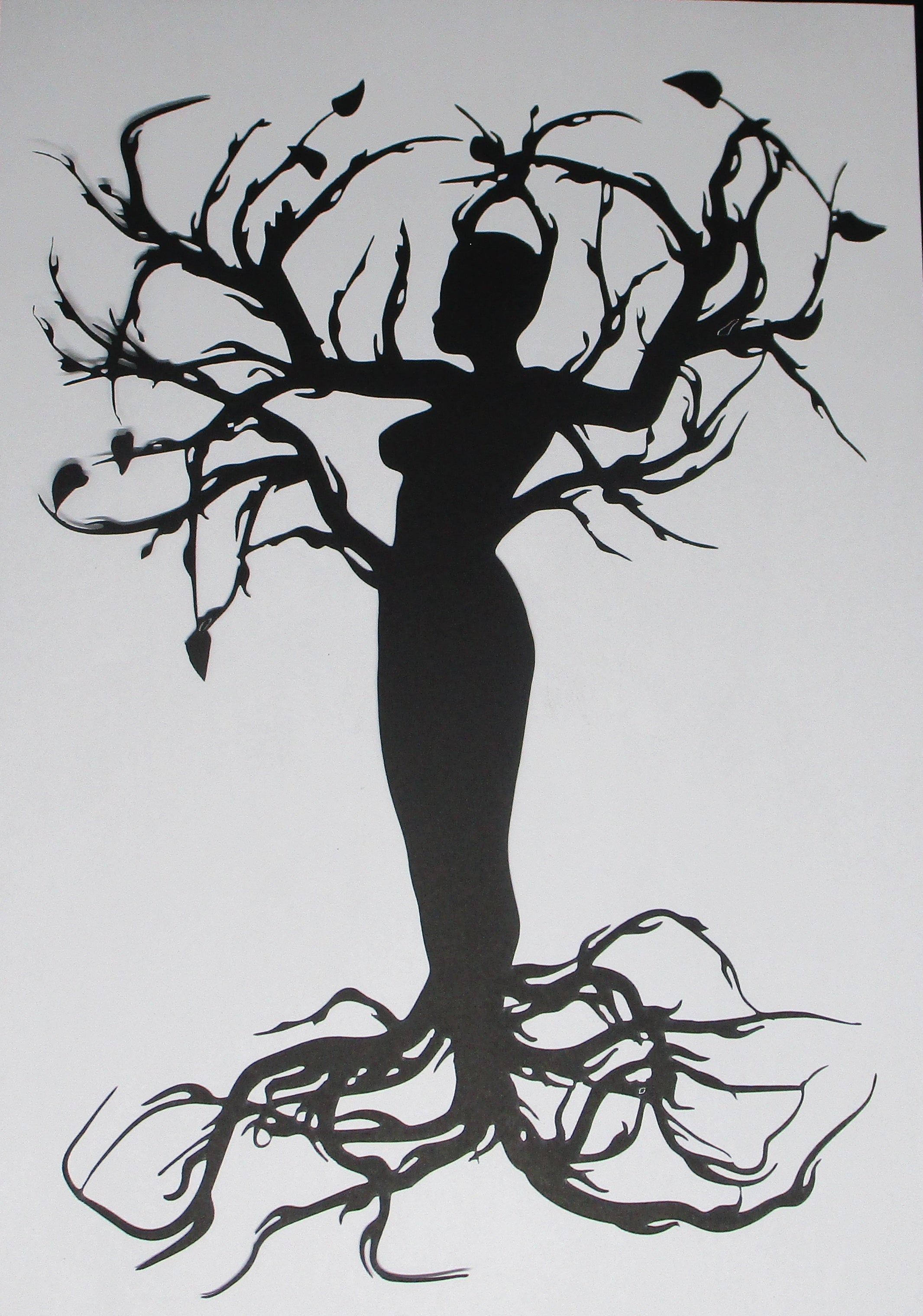 Black Cardstock Earth Lady Caught in wind Storm