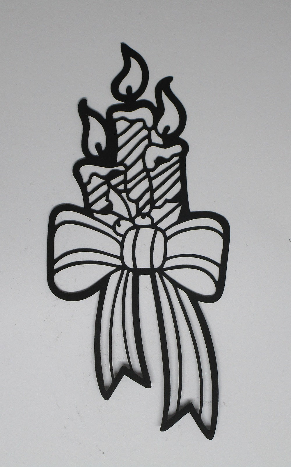 Black Cardstock Christmas Candles and Ribbon Bow
