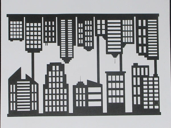 Black Cardstock City Sky Scrapers Buildings Borders Small