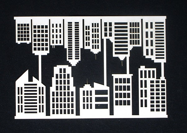 White Cardstock City Sky Scrapers Buildings Borders Small