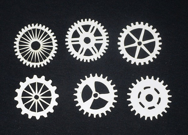 White Cardstock Cogs Medium Assortment Set of 6