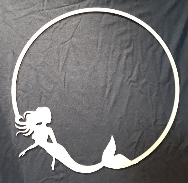 12 x 12 Chipboard Frame Circle with Mermaid Swimming