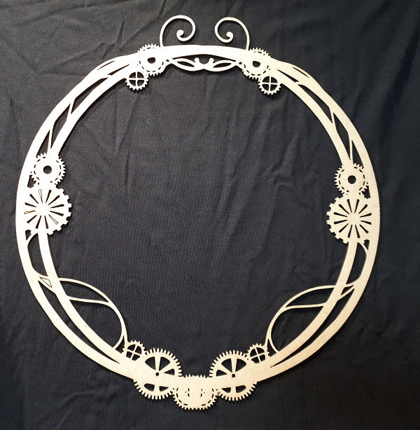 12 x 12 Chipboard Frame Cog Frame with Flourish Swirls Large