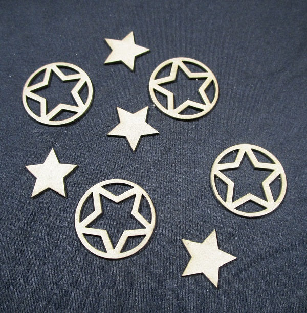 Chipboard Circle with Star and Stars