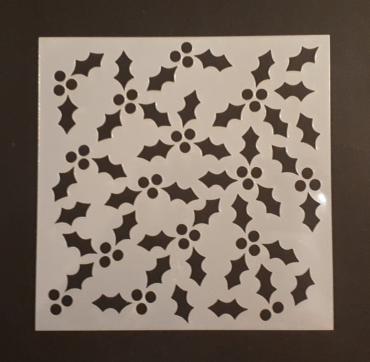 Stencil 6x6inch Christmas Holly Leaves and Berries