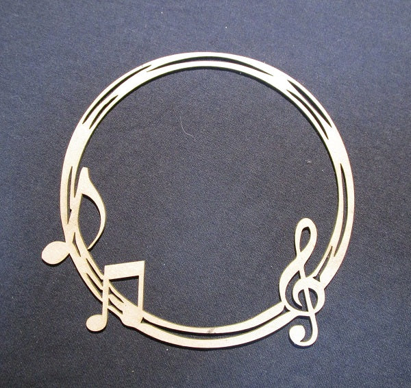 Chipboard Circle with Music Notes