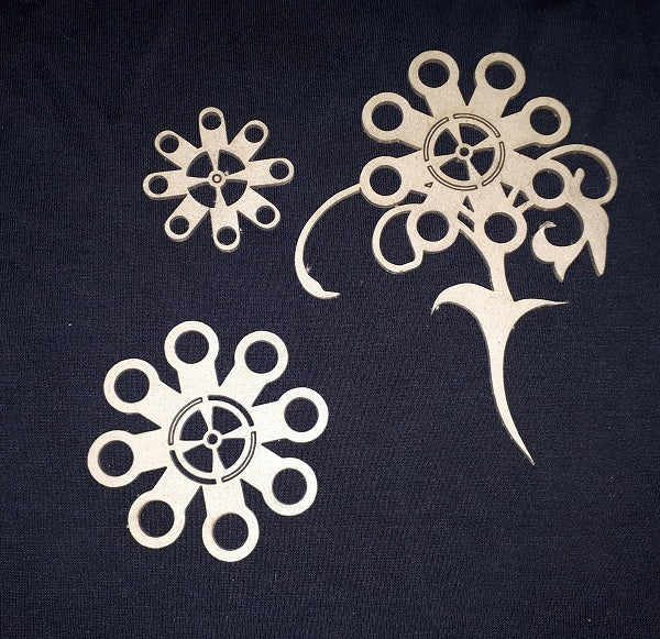 Chipboard Steam Punk Cog Flowers