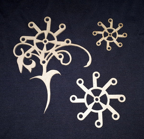 Chipboard Steam Punk Cog Flowers